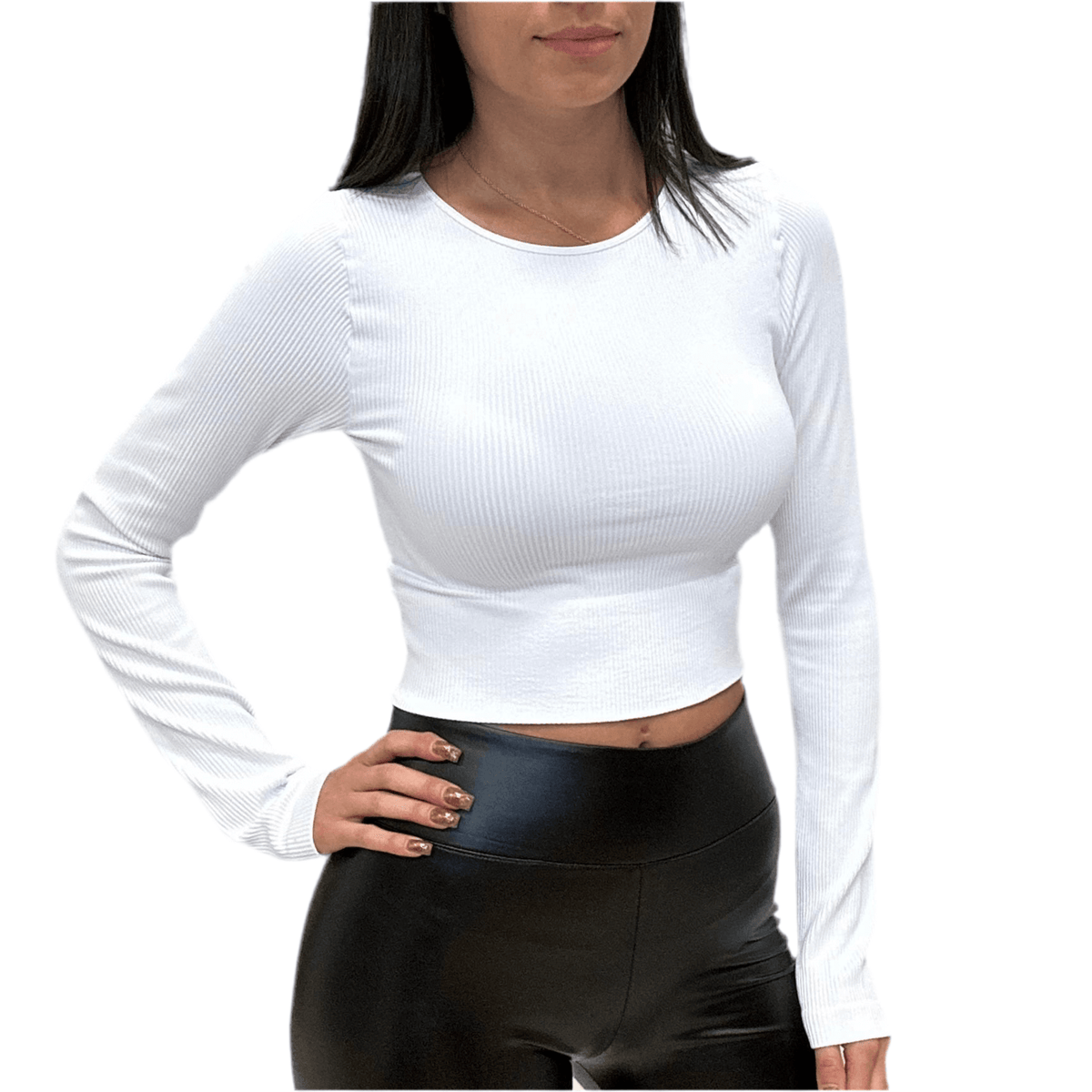 Ribbed Crew Neck Crop Top White | Alicia DiMichele Boutique