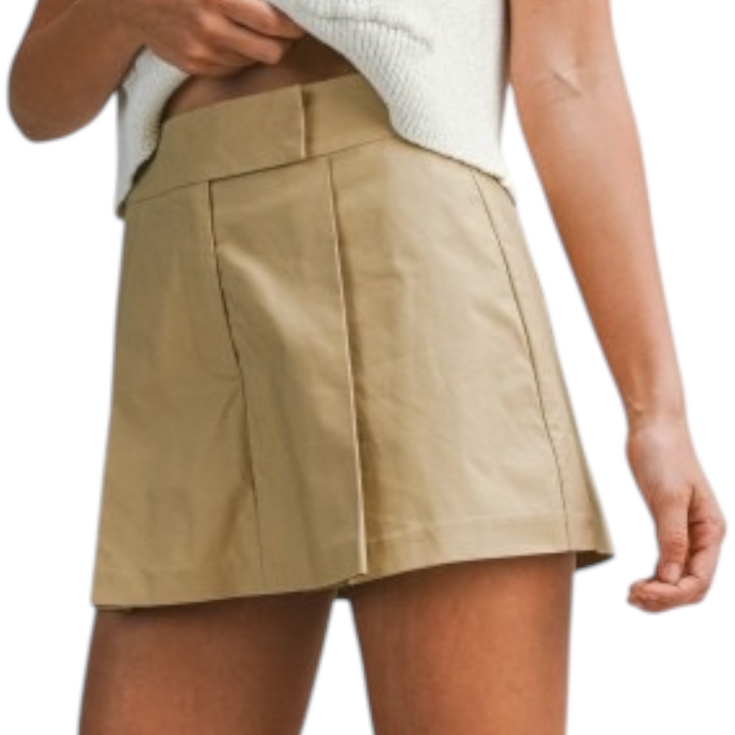 Perfect Pleat Tailored Mini Skort - Taupe – Alicia DiMichele Boutique